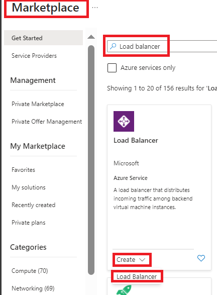How to create a load balancer in Microsoft Azure portal